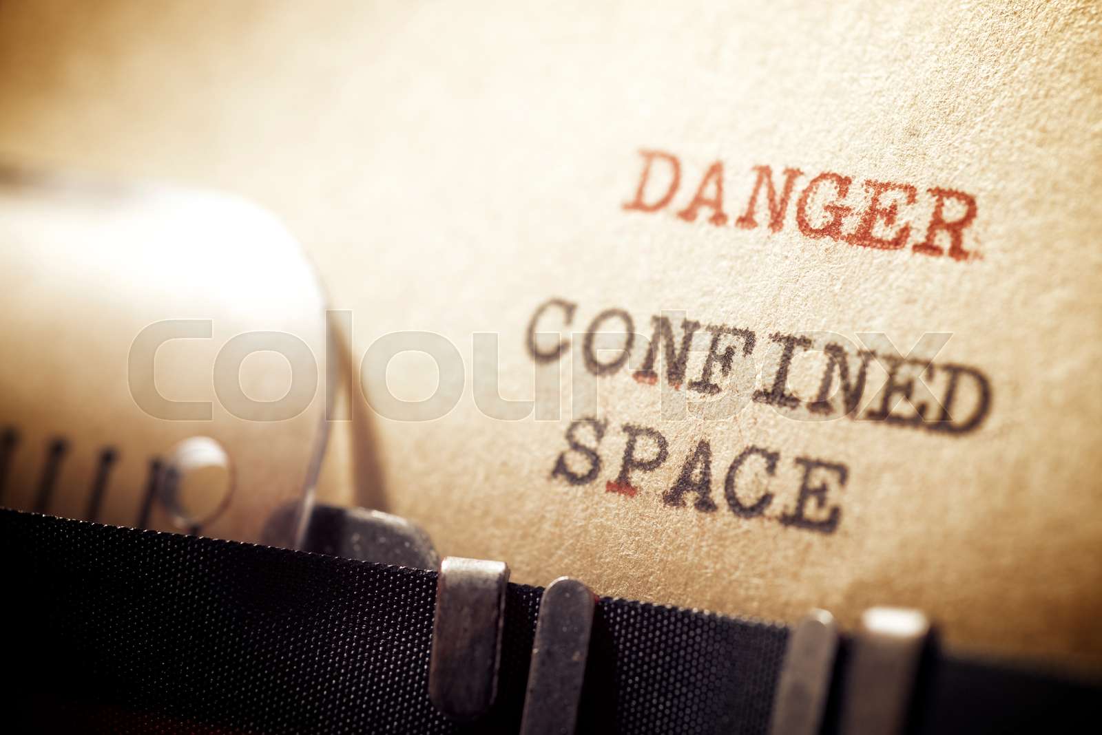Danger confined space phrase | Stock image | Colourbox