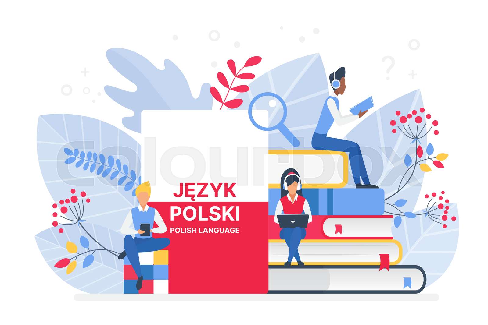 People learning Polish language vector illustration. Poland Distance ...