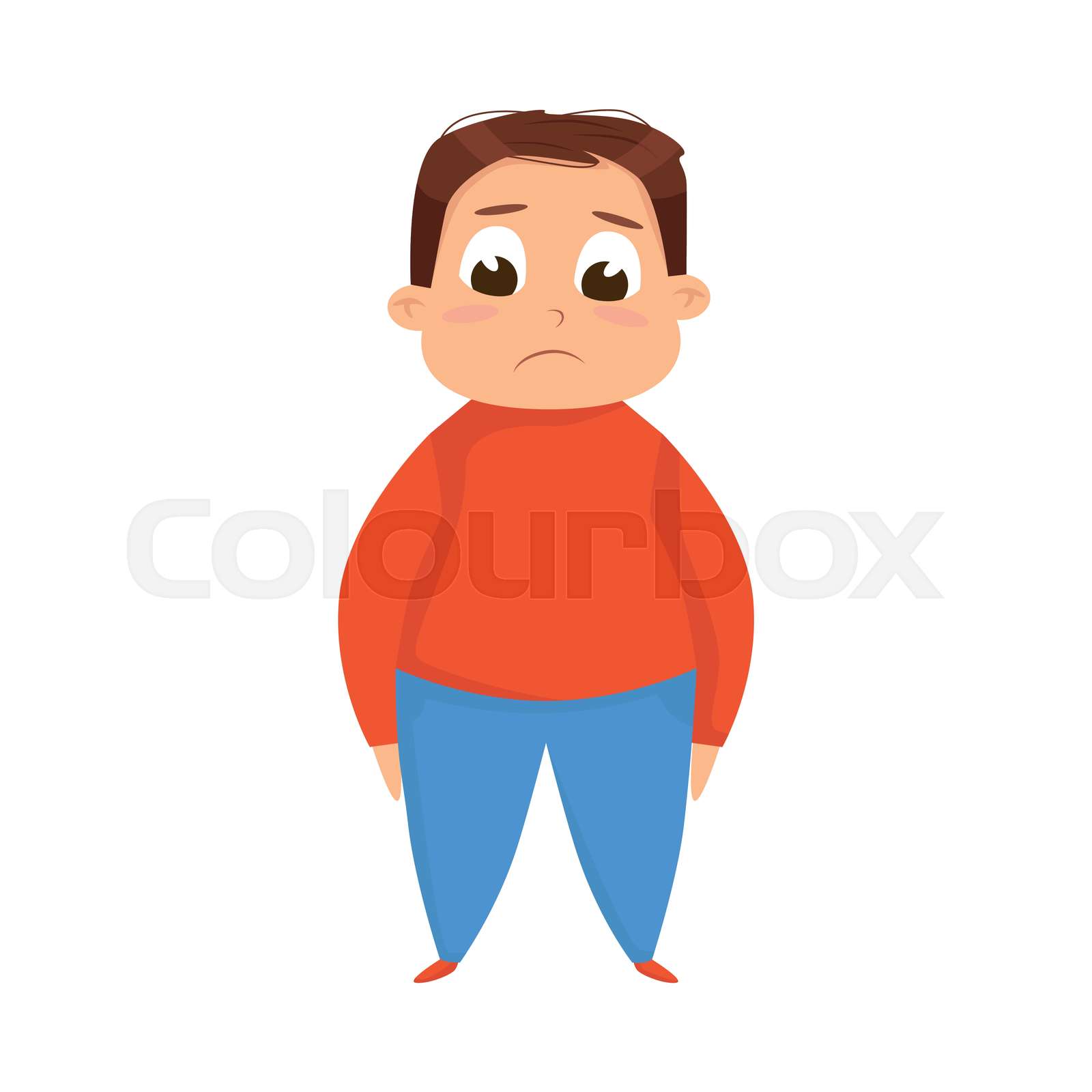 Cute Overweight Boy, Chubby Plump Kid Character Cartoon Style Vector ...