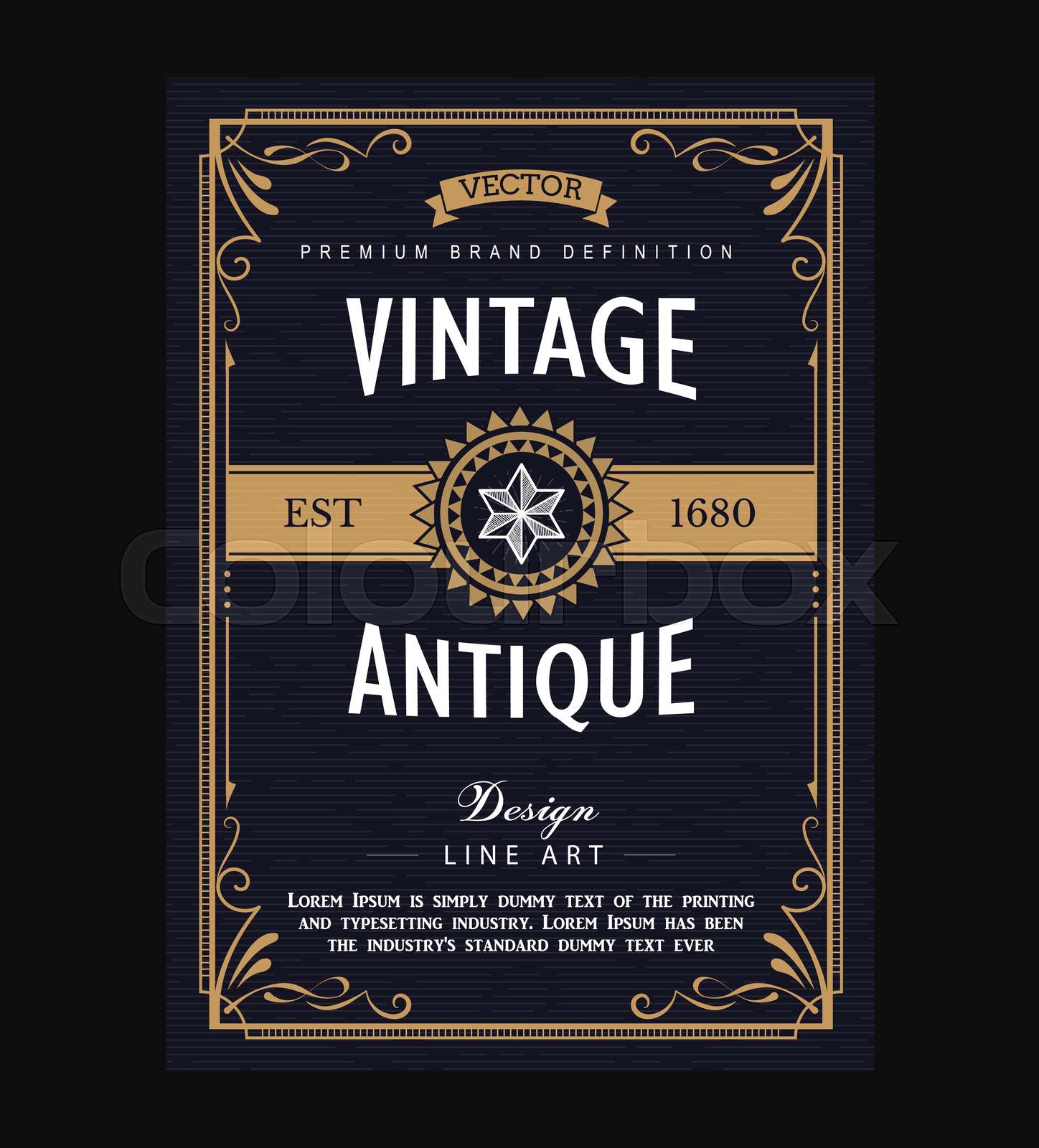 Vintage frame border poster design cover vector | Stock vector | Colourbox