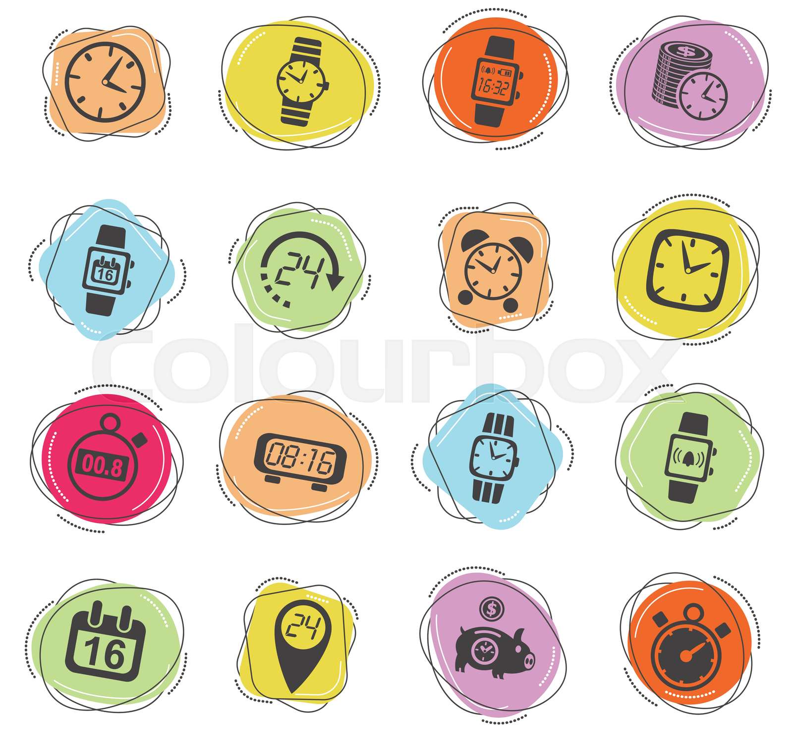 time icon set | Stock vector | Colourbox