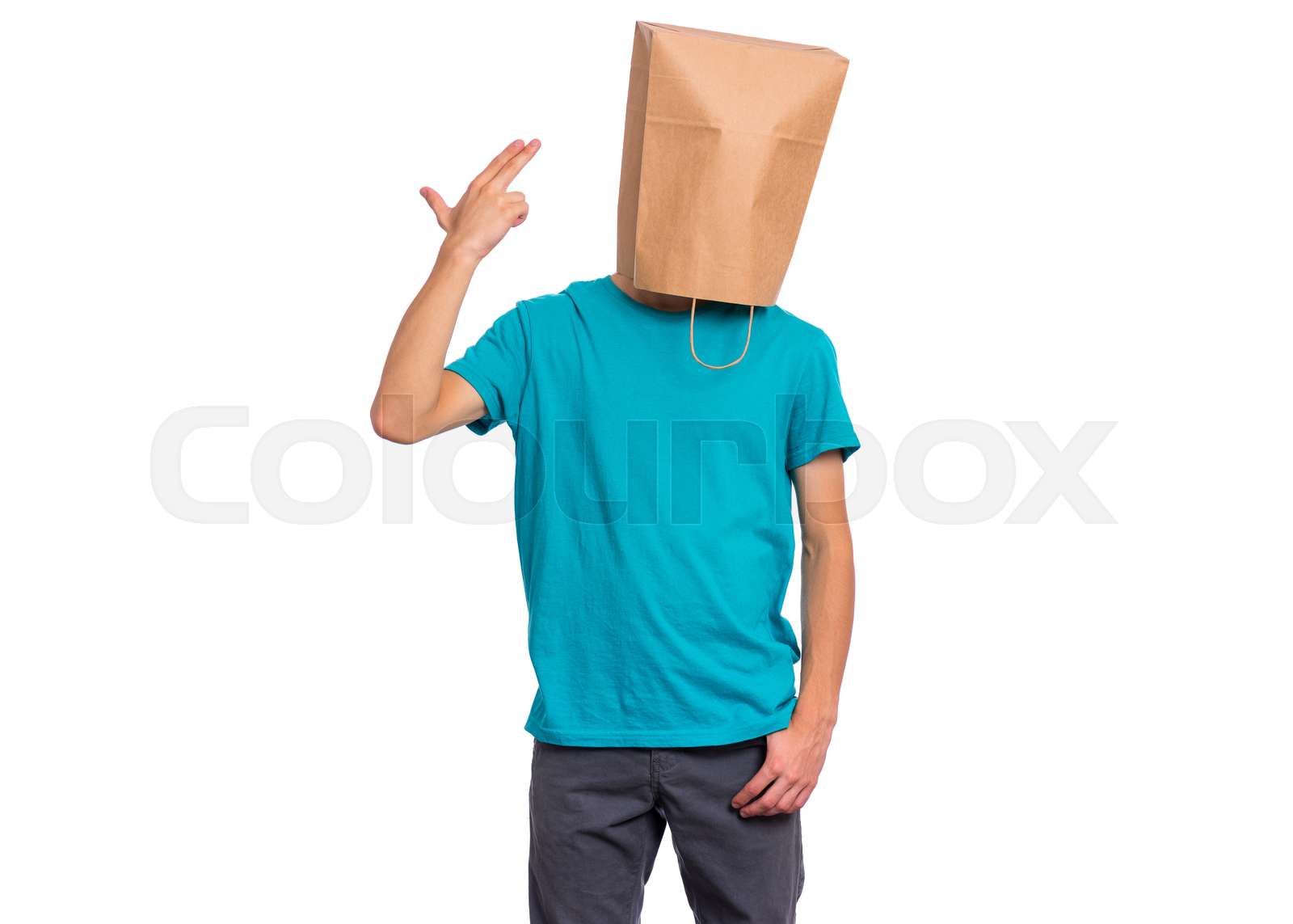 Boy With Paper Bag Over Head Stock Image Colourbox boy-with-paper-bag-over-head-stock-image-colourbox