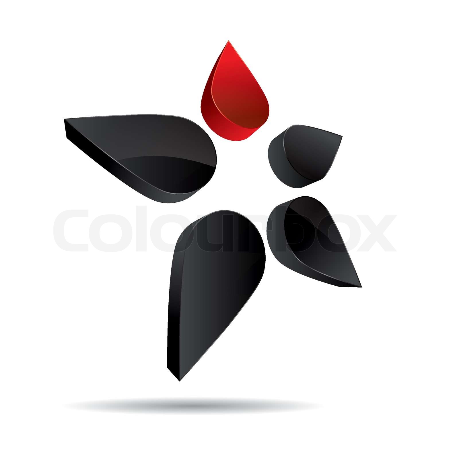 3D red figure stickman star flower drip Symbol | Stock-Vektor | Colourbox