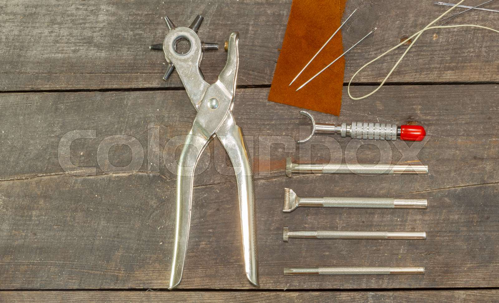 Leather instruments kit. Flat set. Used leather tooling stamps for ...