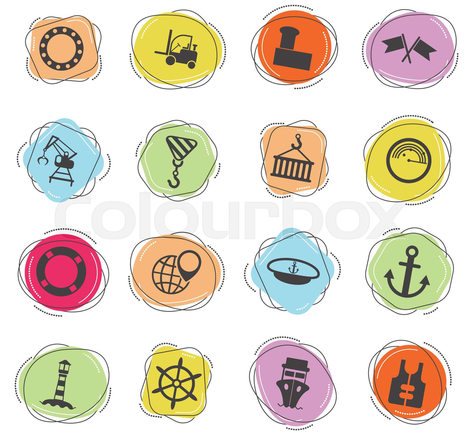 harbor icon set | Stock vector | Colourbox