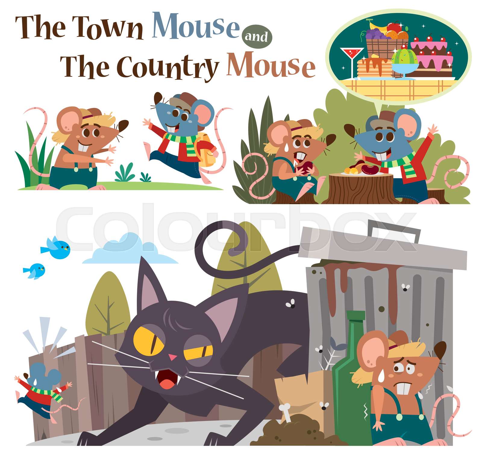 The Town Mouse and the Country Mouse | Stock vector | Colourbox