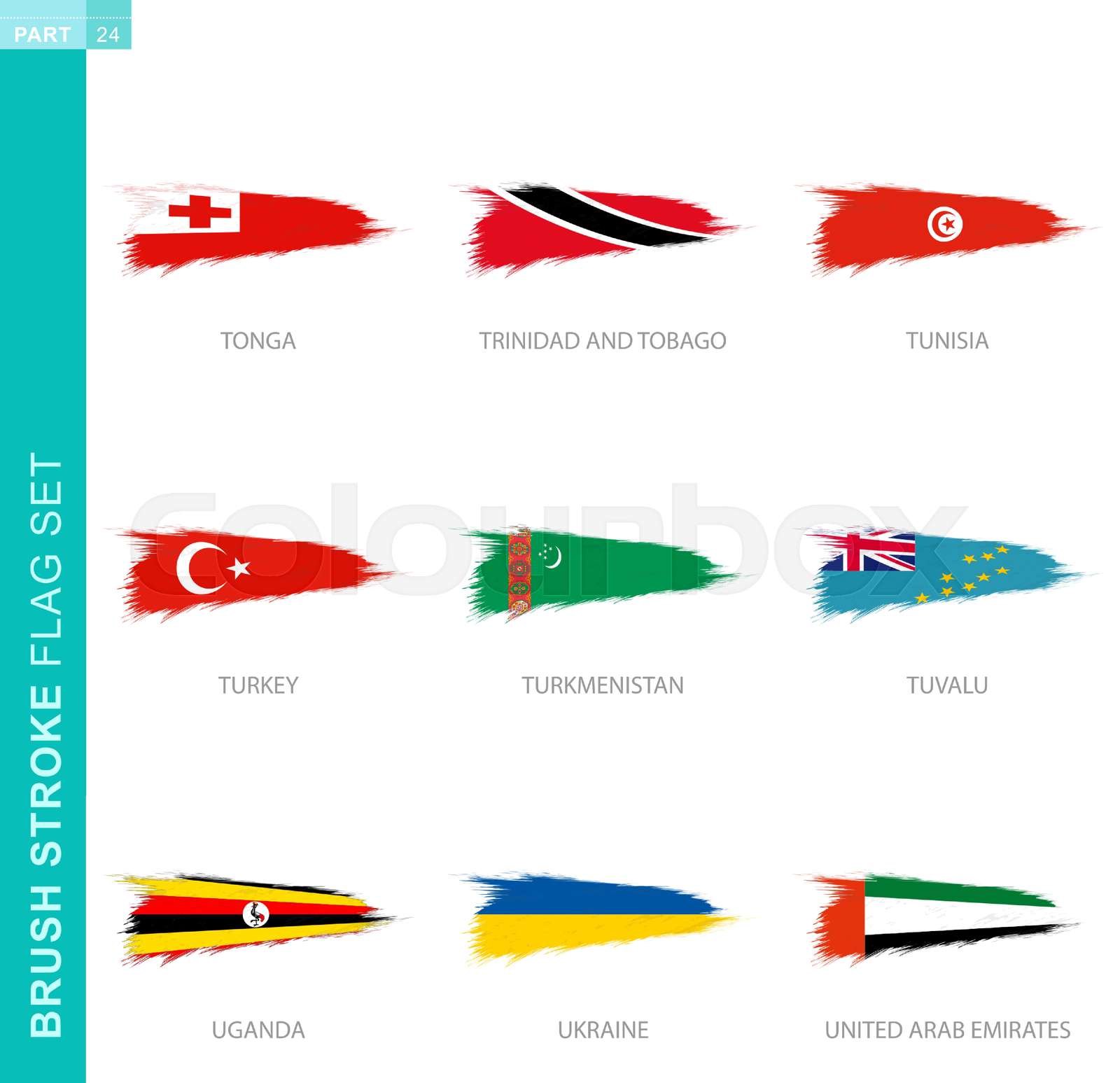 Vector brush stroke flag set, nine grunge flag. | Stock vector | Colourbox