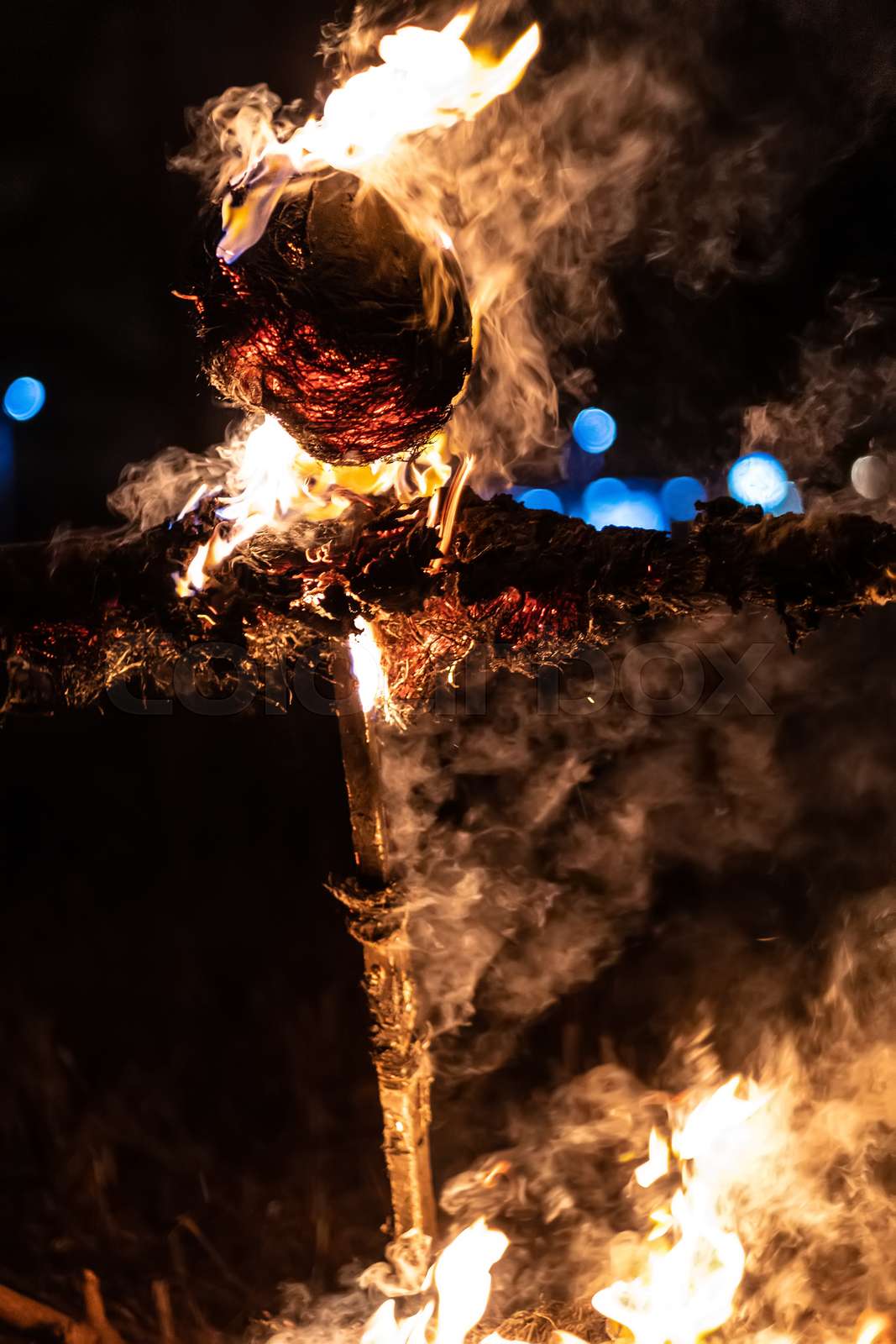 Scarecrow in festive fire | Stock image | Colourbox