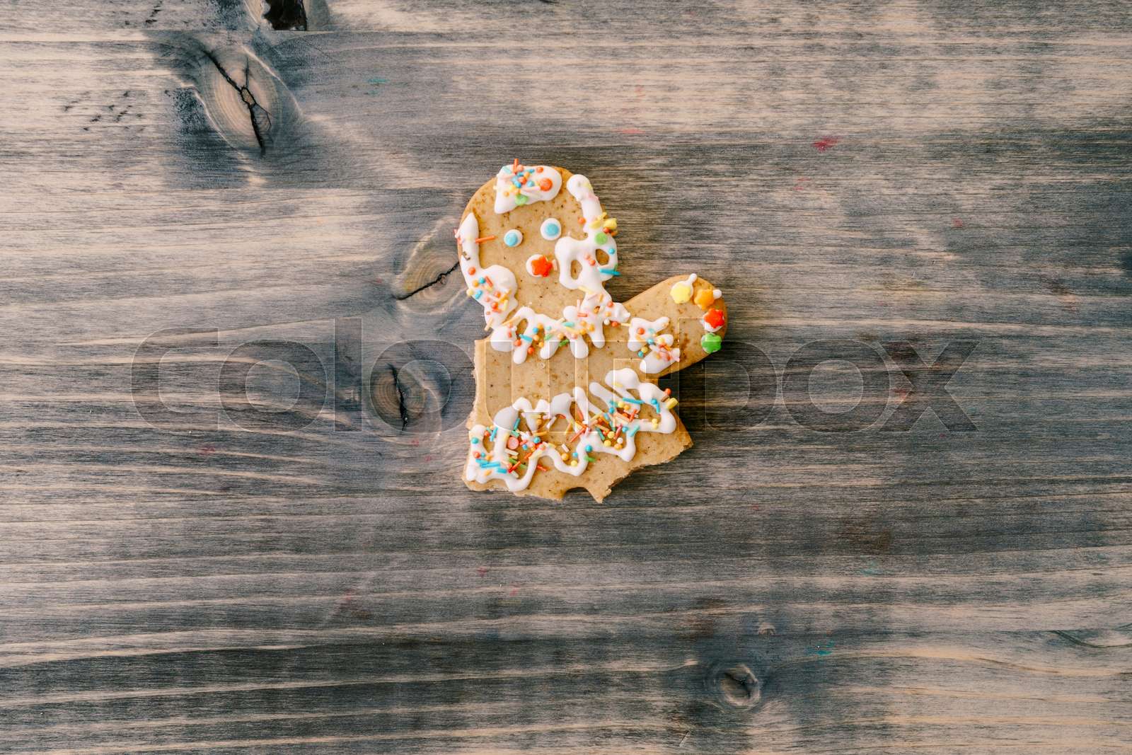 Partially eaten gingerbread man. Gingerbread in the shape of a man ...