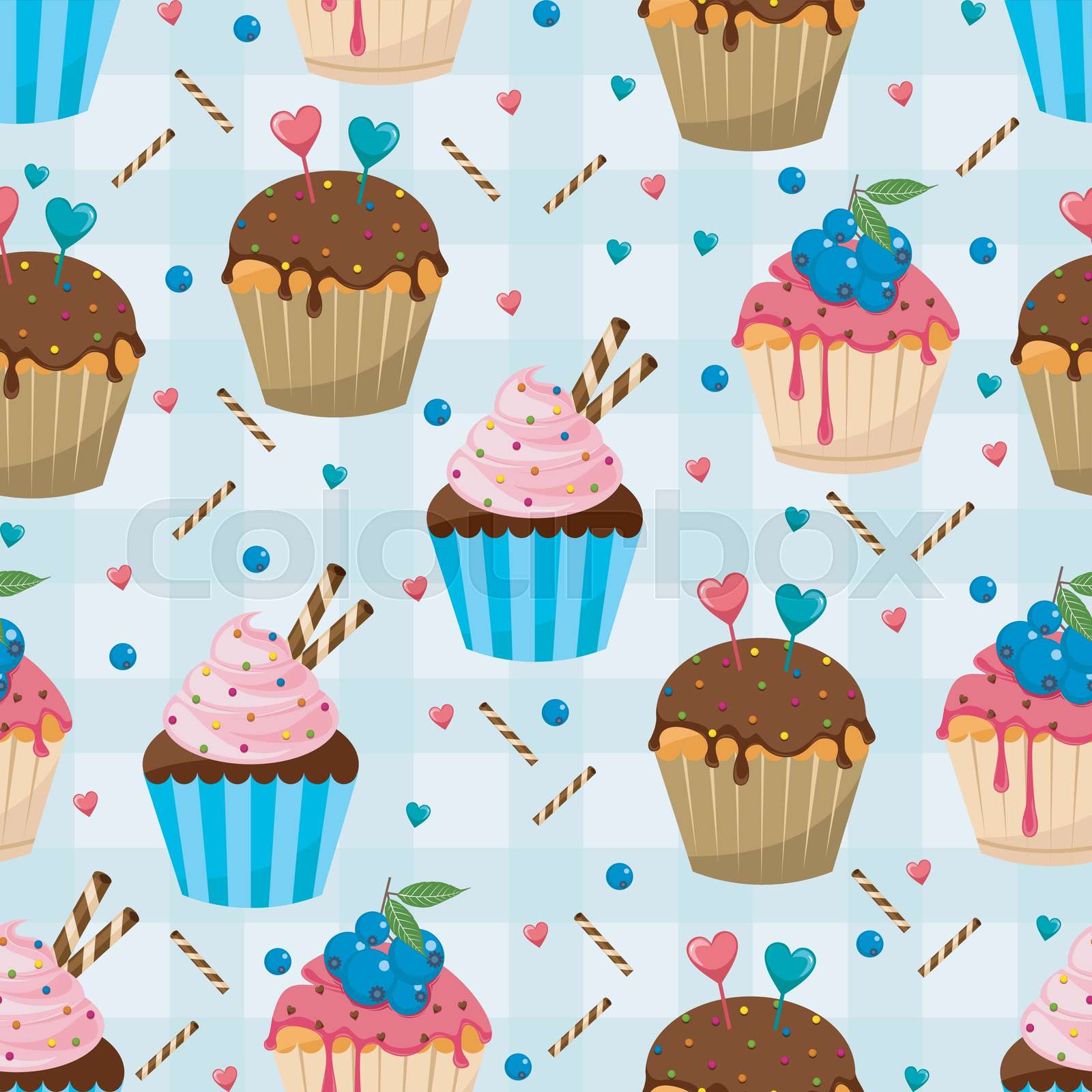 Sweet Snack Seamless Pattern Cupcake Muffin Wallpaper Repeatable ...