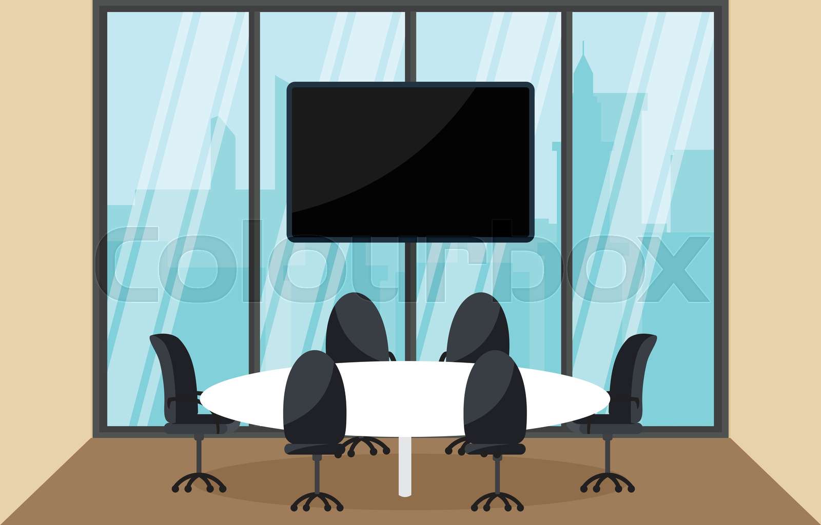 Office Workplace Conference Meeting Room Business Concept Flat | Stock ...