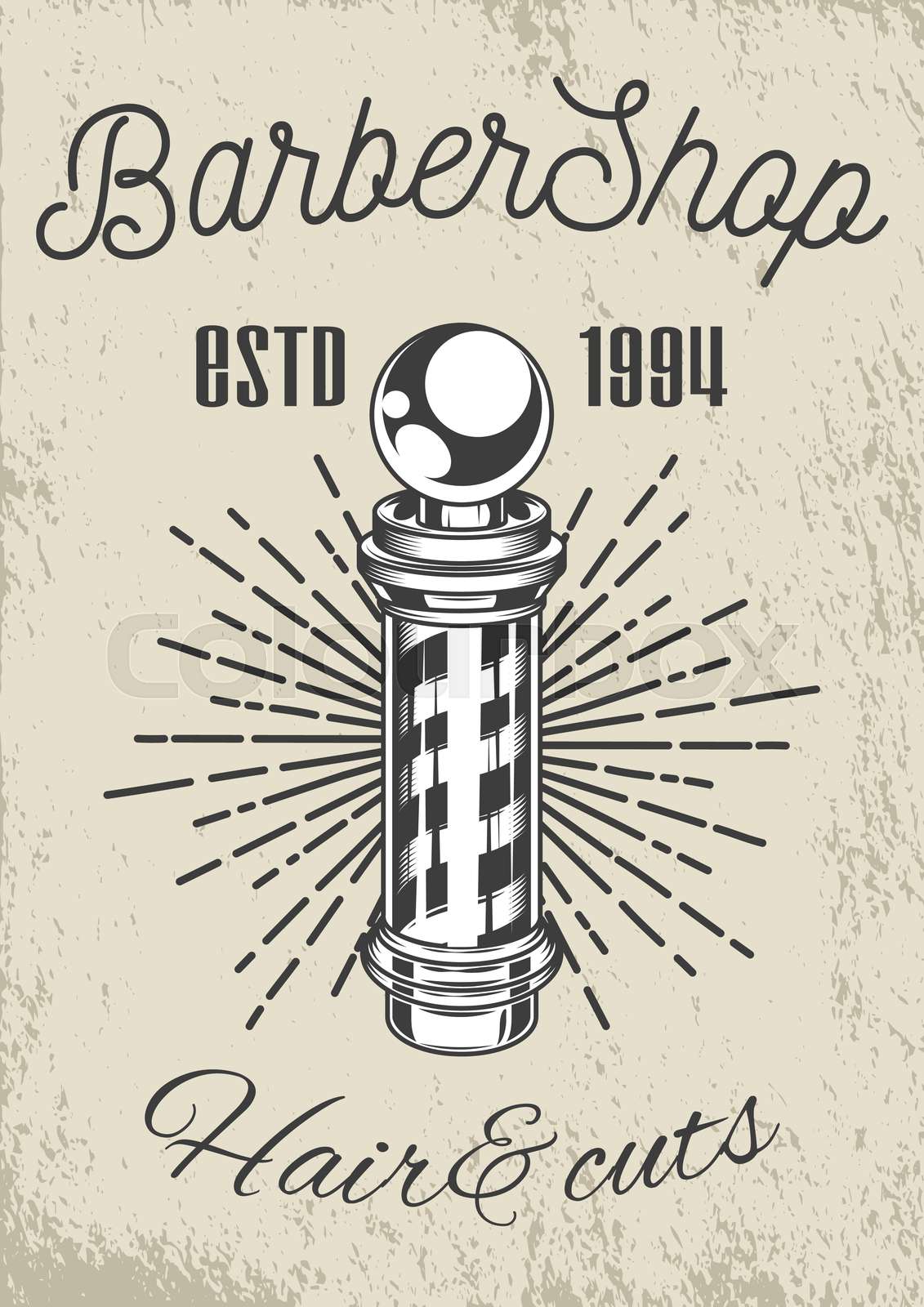 Vintage Barber Pole Drawing