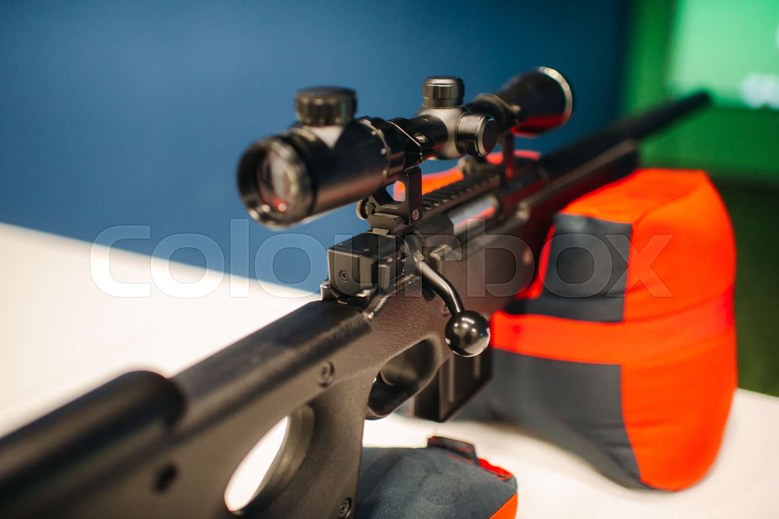 An air rifle for shooting at a shooting range is ready.Shooting range ...