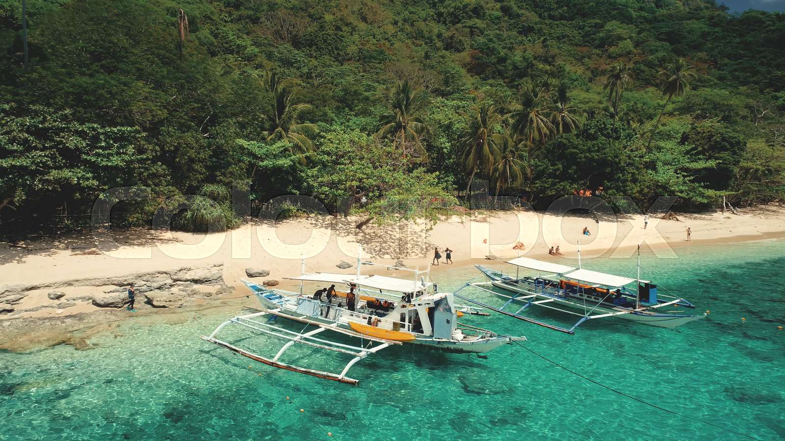 Serene seascape with vessels at sea gulf of Philippines Islands. Cliff ...