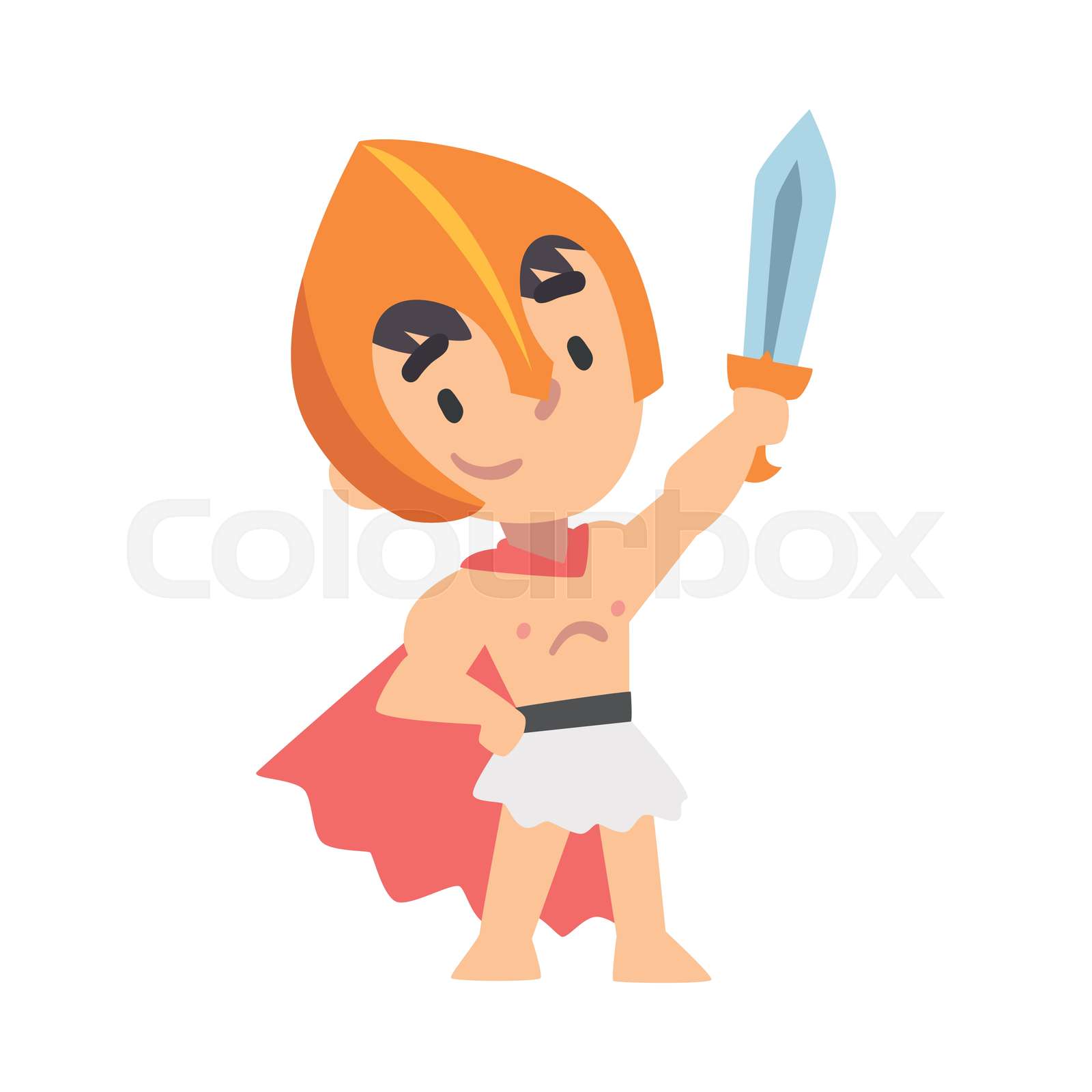 Greek Warrior Boy Character in Armour with Sword Cartoon Style Vector ...
