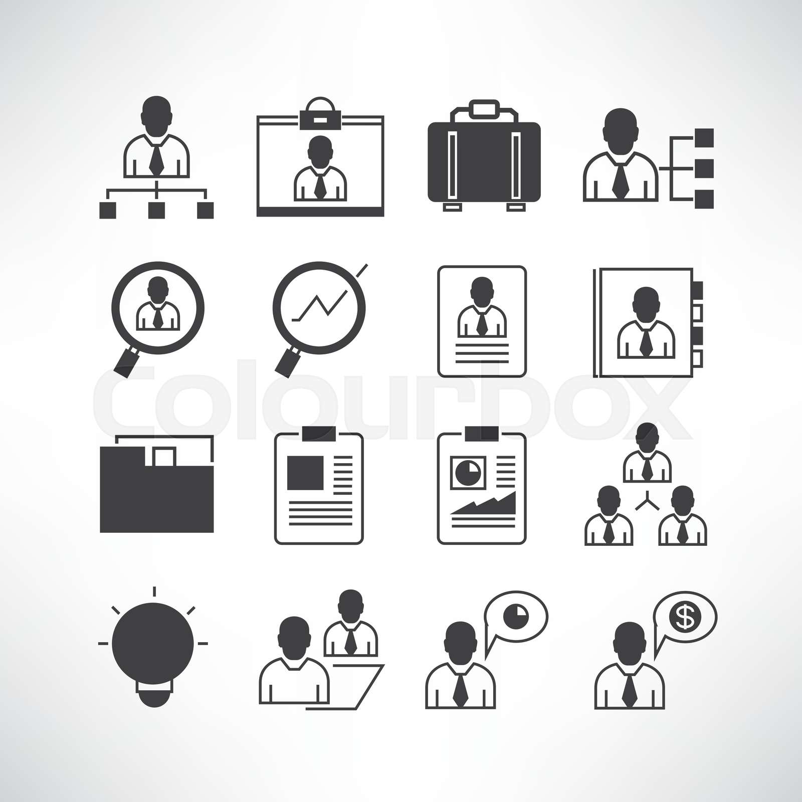 office management icons, business management icons set | Stock vector ...