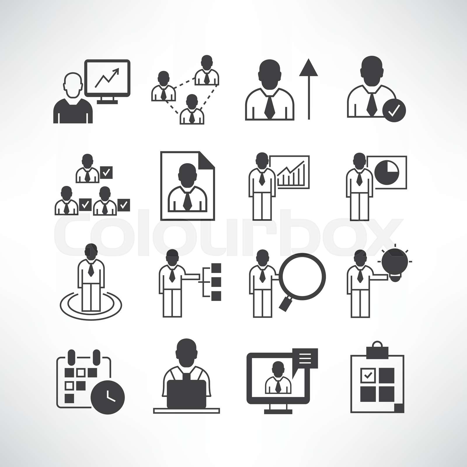 office management icons, business management icons set | Stock vector ...