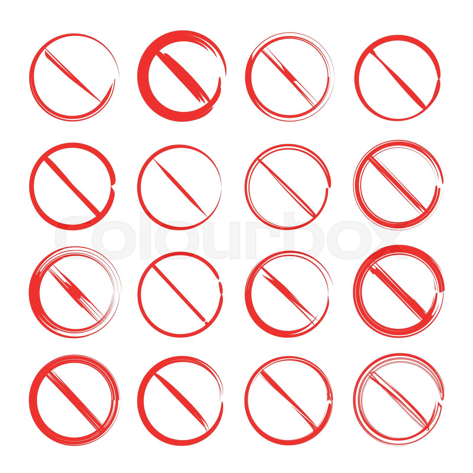 red hand drawn no and ban symbol | Stock vector | Colourbox