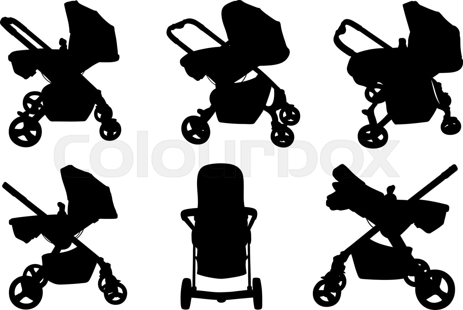 Set of different baby strollers | Stock vector | Colourbox