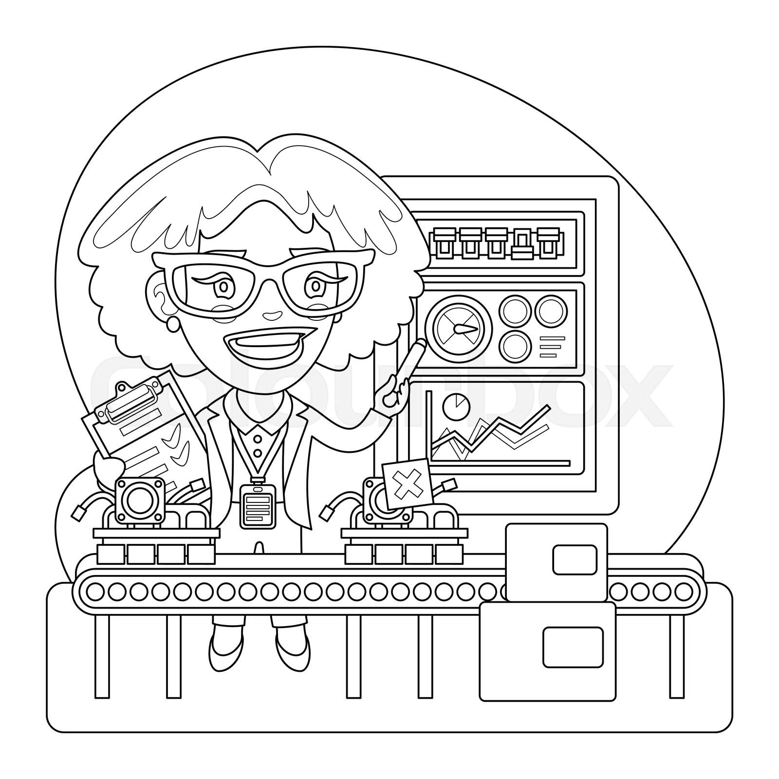 Quality Inspector Coloring Page | Stock vector | Colourbox