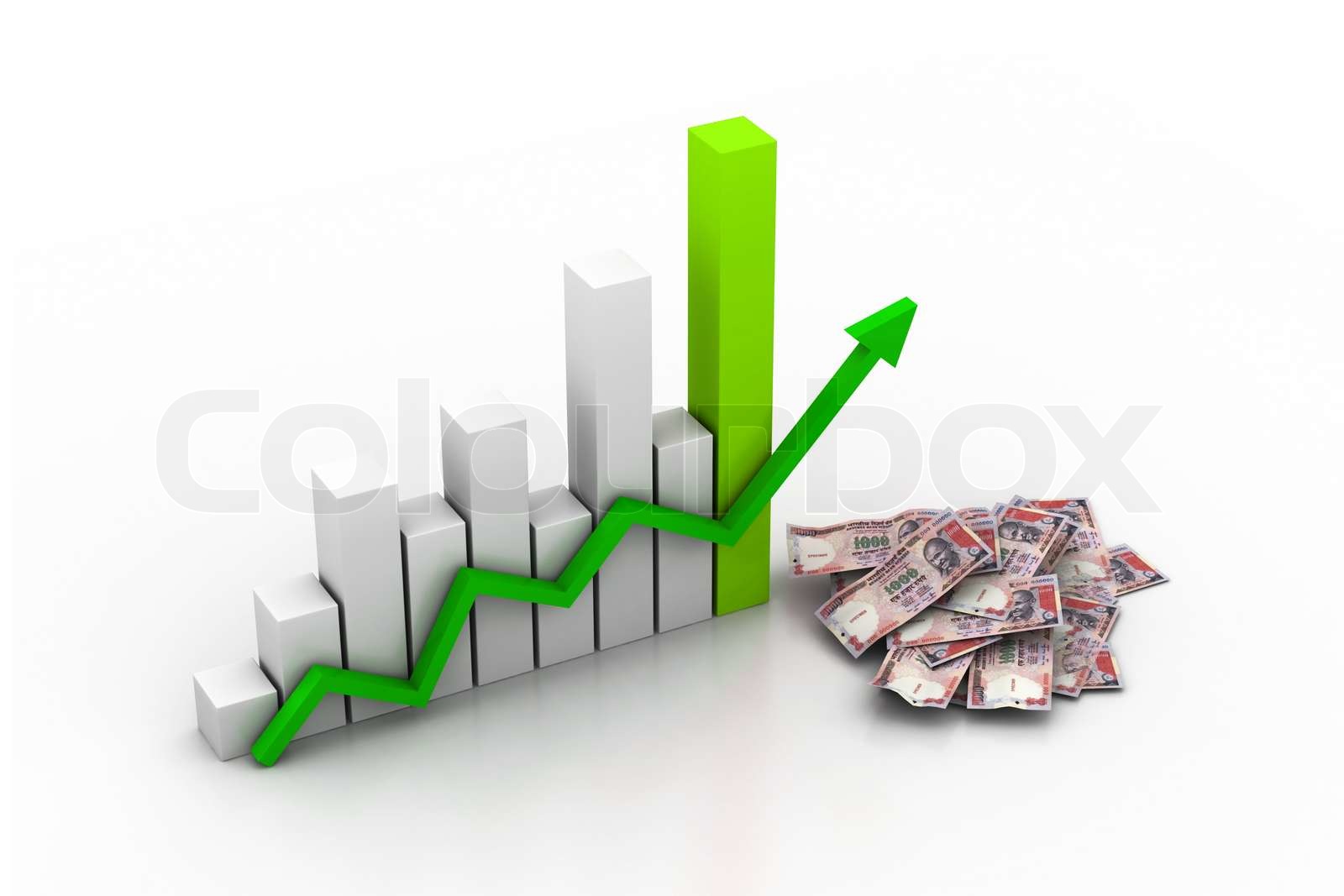 Financial graph with money | Stock image | Colourbox