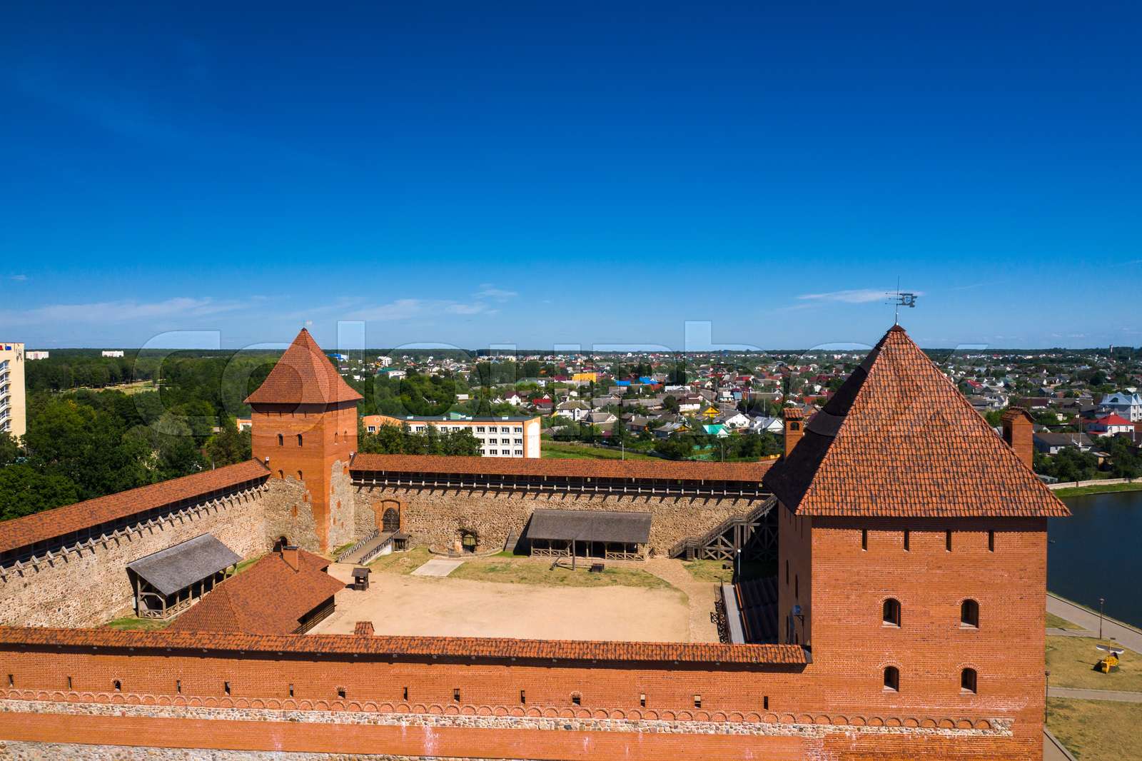 Bird's-eye view of the medieval Lida castle in Lida. Belarus. Castles ...