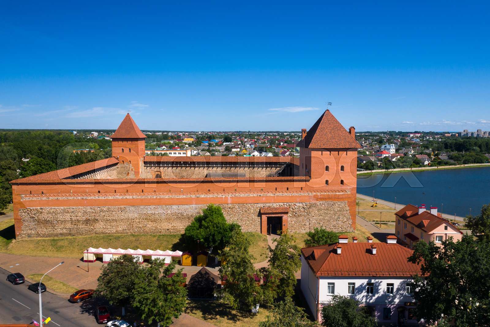 Bird's-eye view of the medieval Lida castle in Lida. Belarus. Castles ...