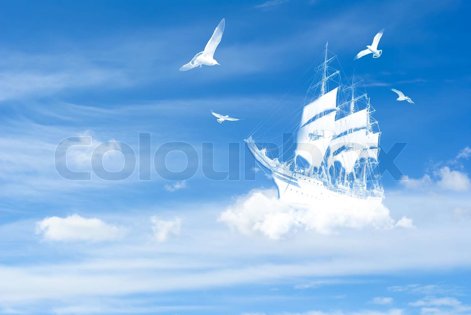 Fantasy ship in clouds | Stock image | Colourbox