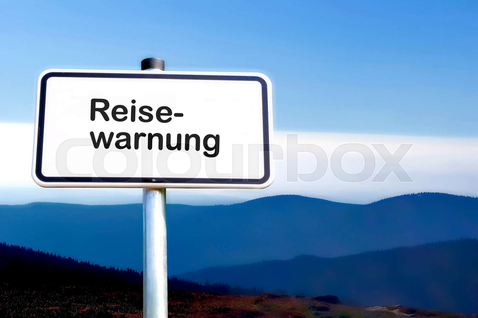 Sign with the inscription "travel warning" (Reisewarnung) | Stock image ...
