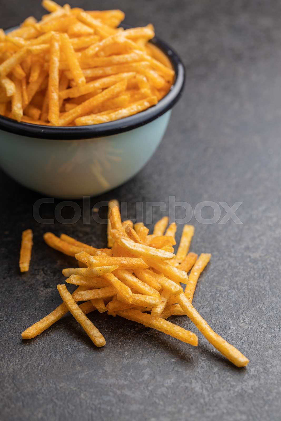 French fries. Fried mini potato sticks. | Stock image | Colourbox