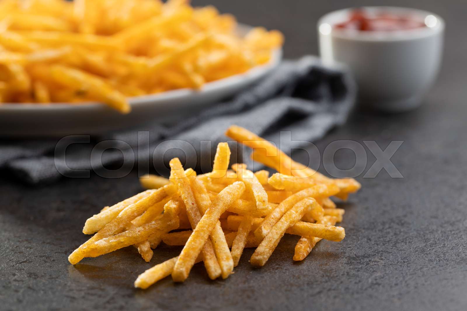 French fries. Fried mini potato sticks. | Stock image | Colourbox