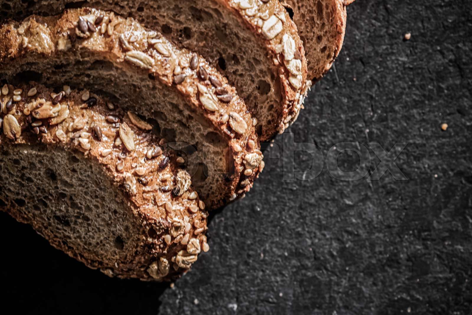 Fresh Whole Grain Seeded Bread Organic Wheat Flour Closeup Slice