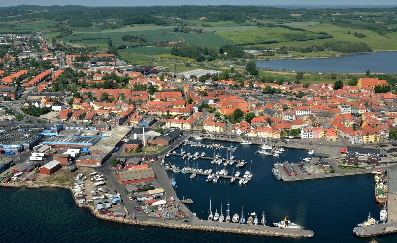 Luftfoto over Faaborg by og havn | Stock foto | Colourbox