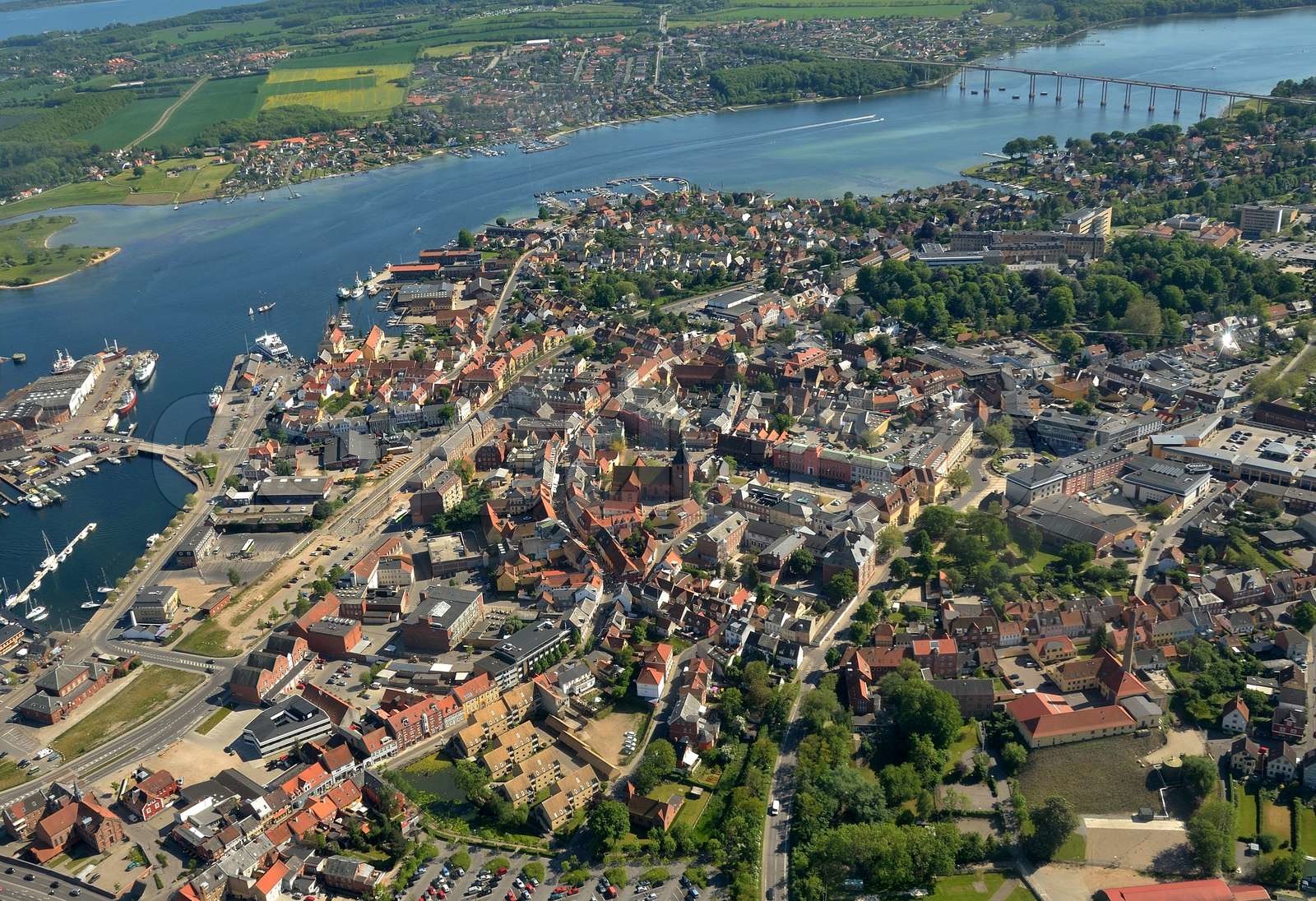 Luftfoto over Svendborg by og havn | Stock foto | Colourbox