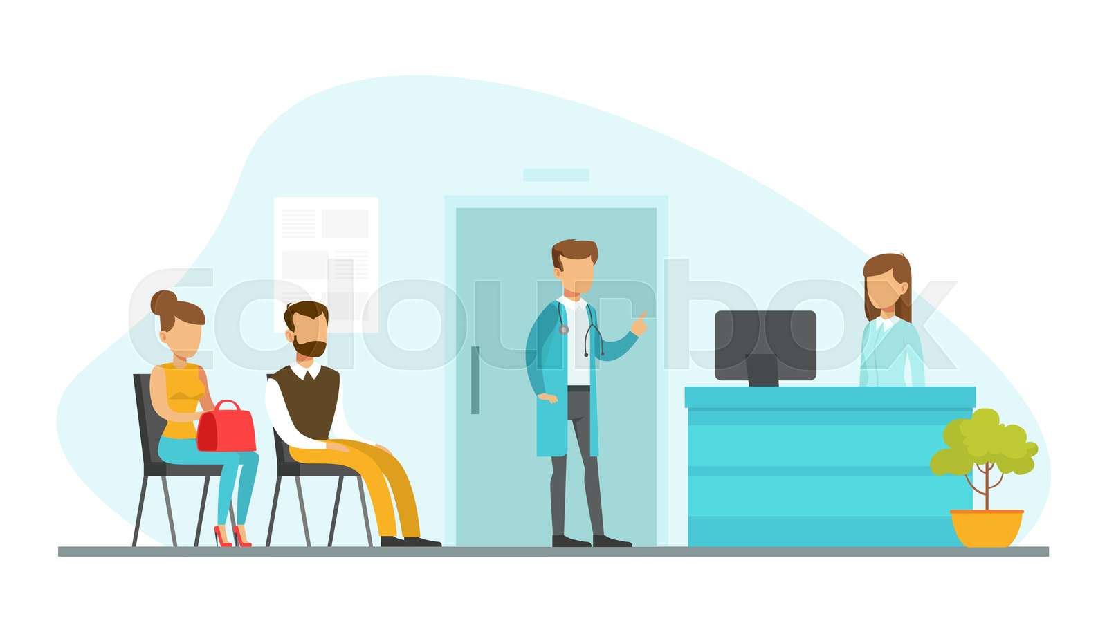 Patients Sitting on Chairs and Waiting in Queue in Hospital Hall ...