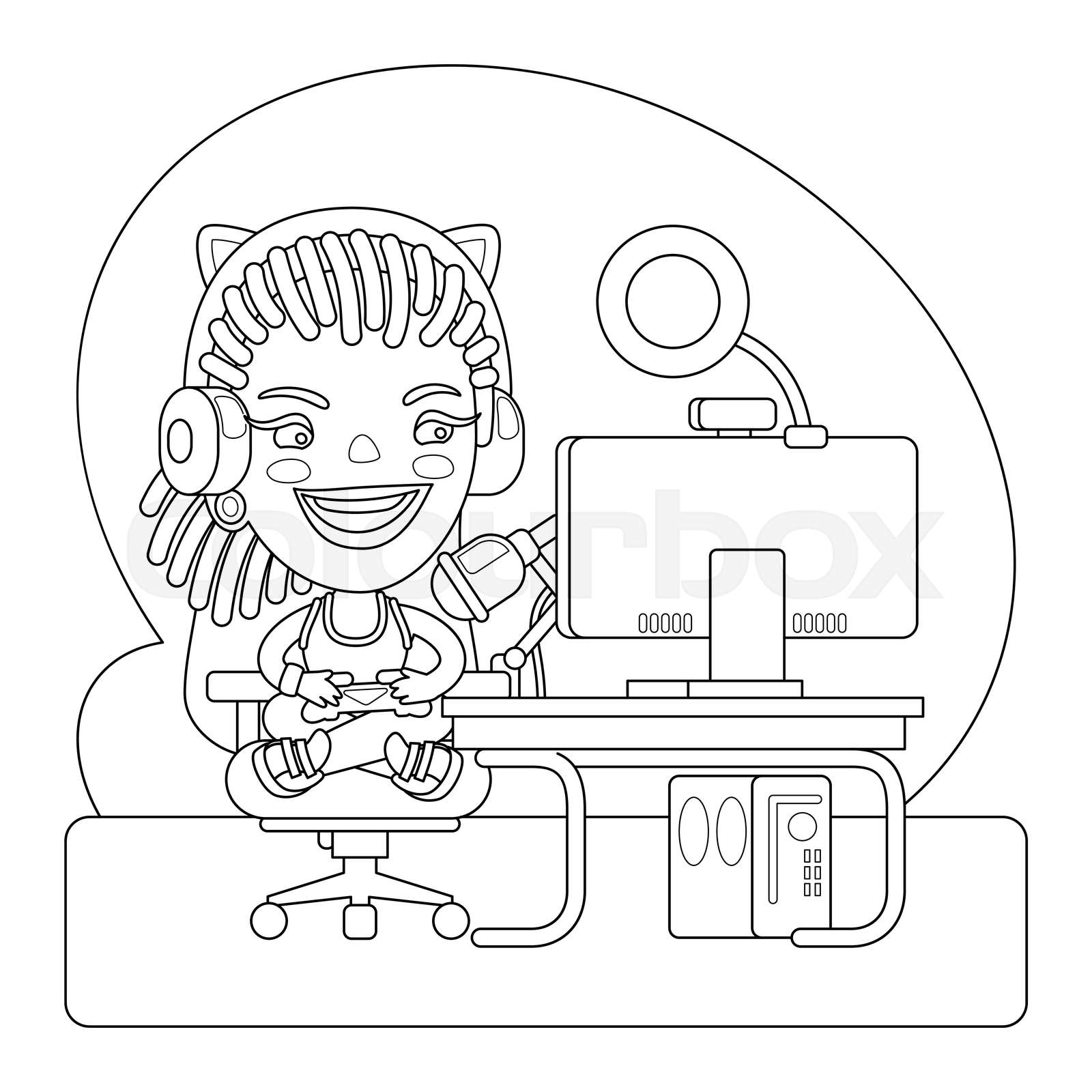 Gamer Coloring Page | Stock vector | Colourbox