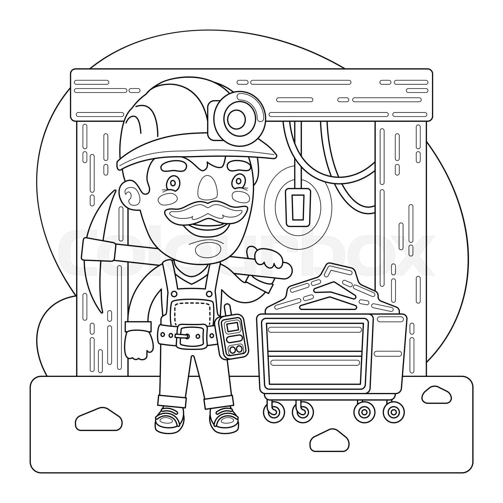 Miner Coloring Page | Stock vector | Colourbox