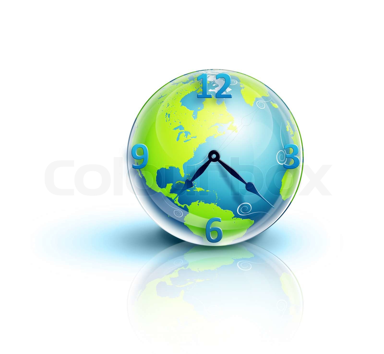 illustrierte Planet Erde Uhr | Stock Bild | Colourbox