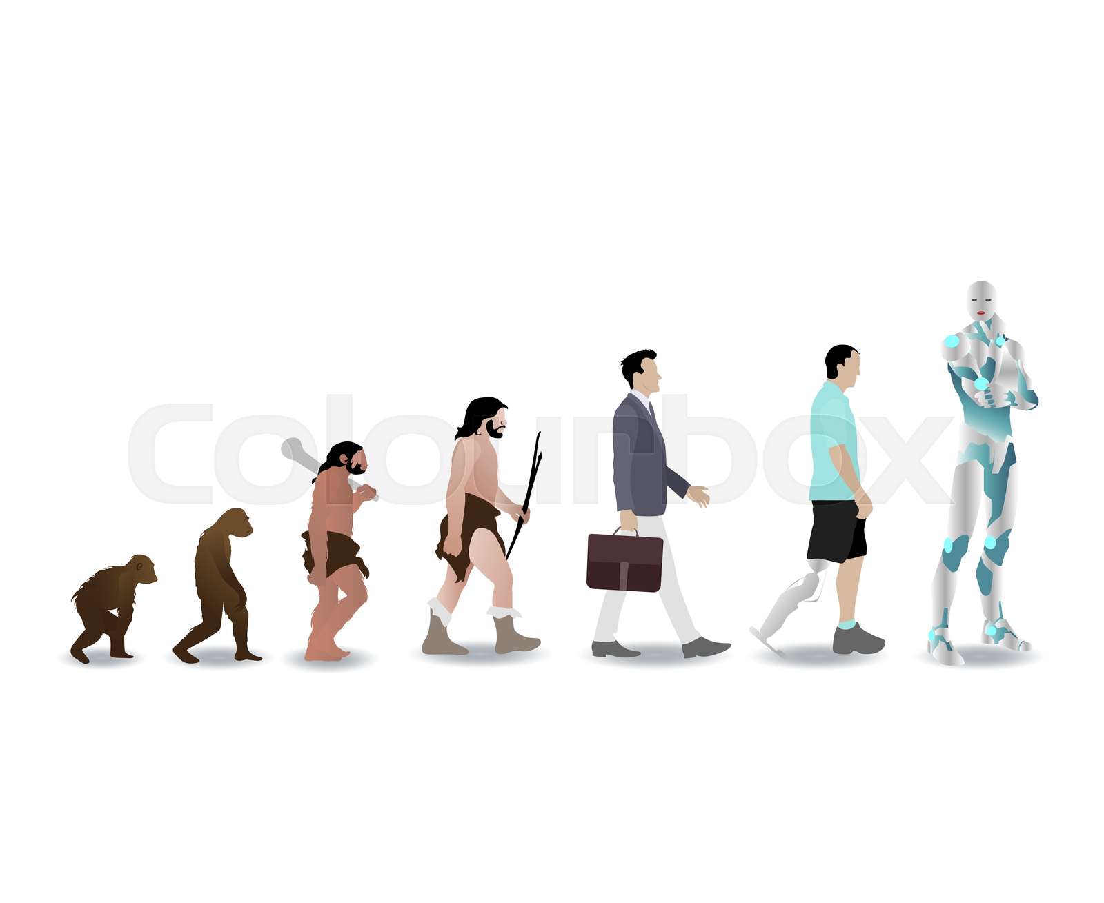 Evolution human to robot cyborg, history man evolve | Stock vector ...