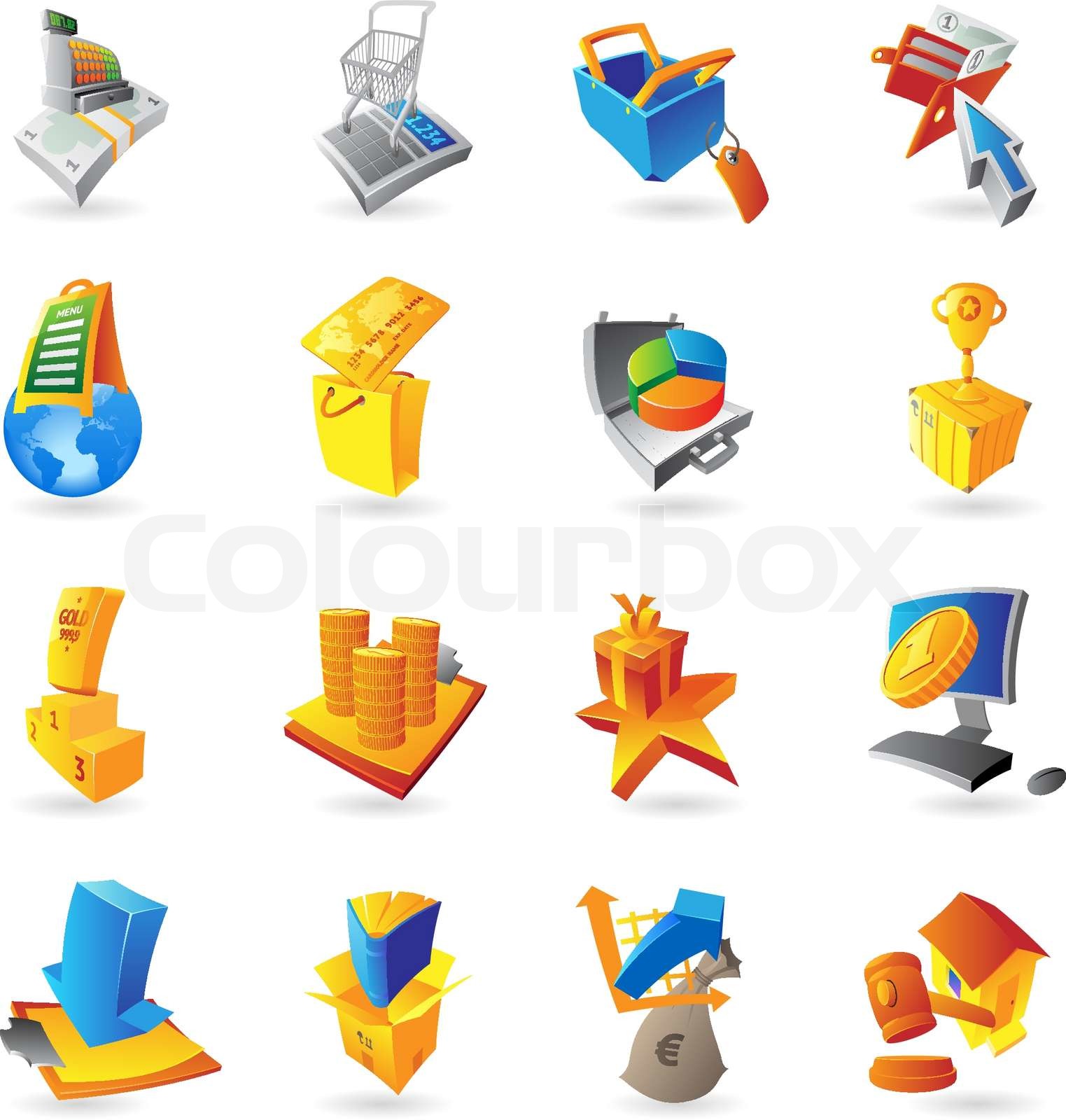 Symbole für den Einzelhandel Handel | Stock-Vektor | Colourbox