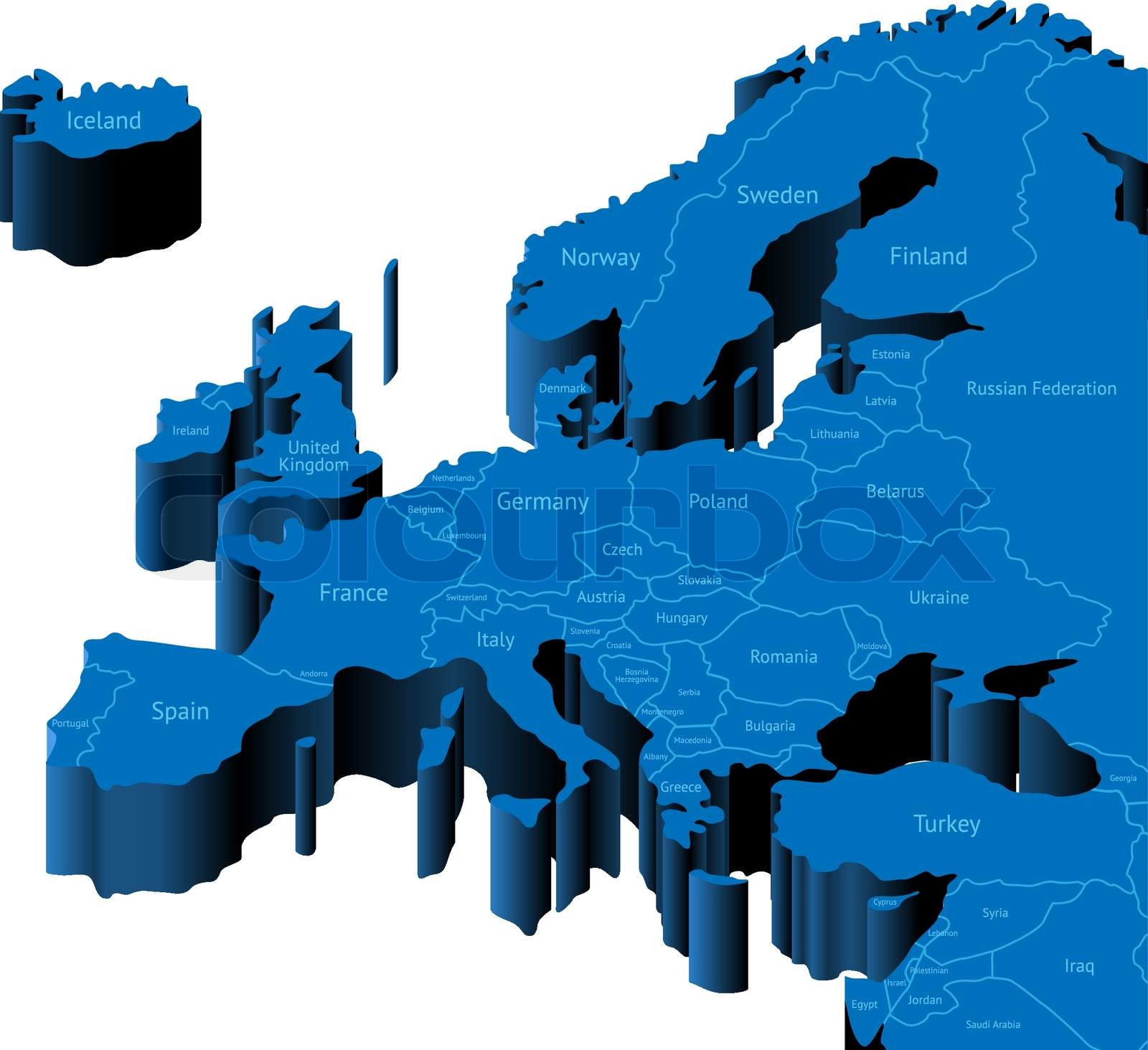 3d map of Europe | Stock vector | Colourbox