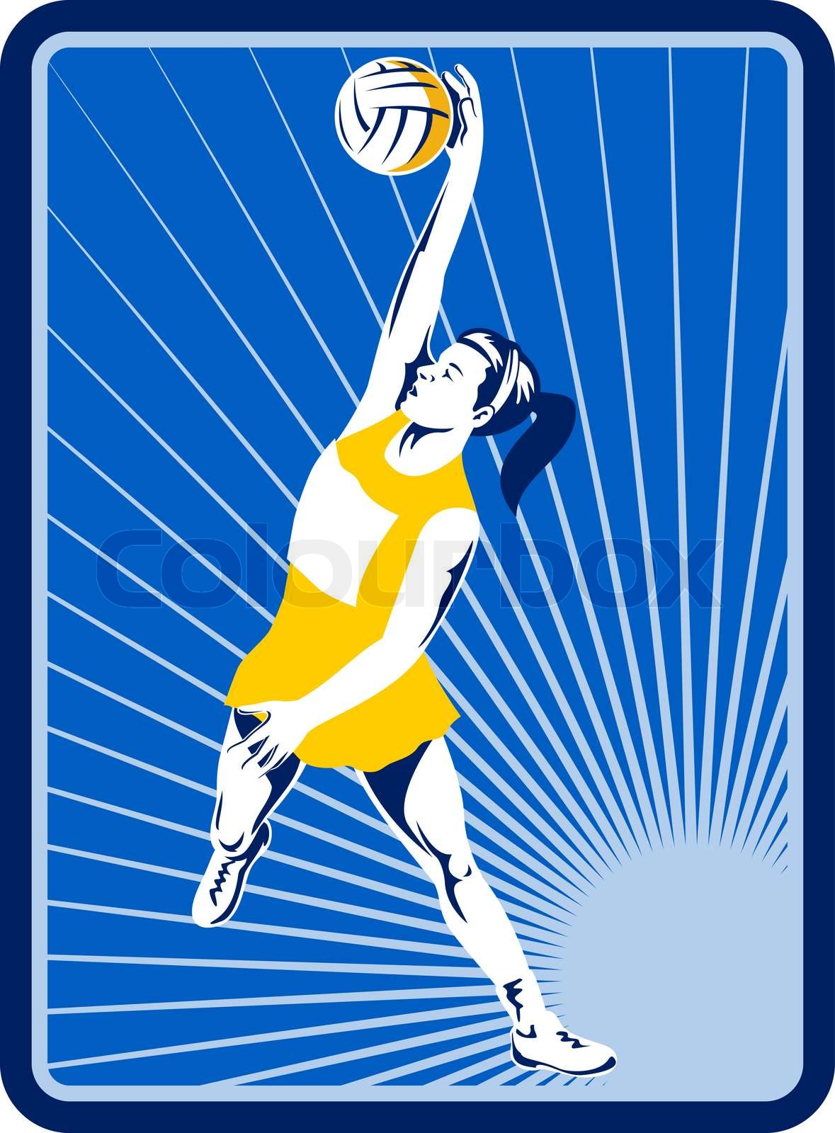 Netball player rebounding jumping for ball | Stock image | Colourbox