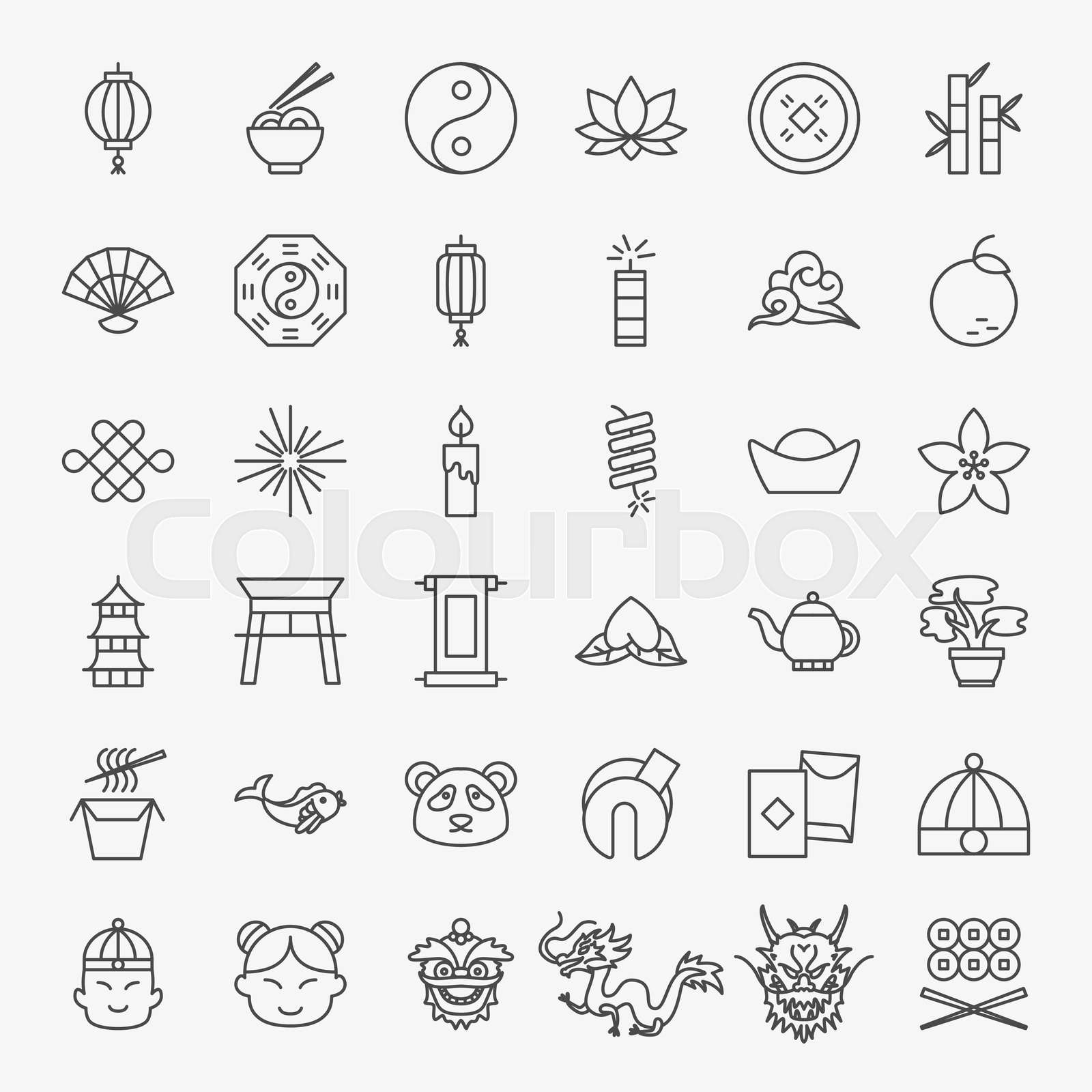 China Line Icons Set | Stock vector | Colourbox