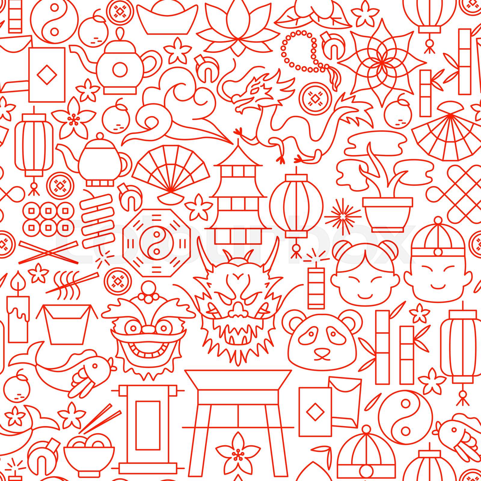 Chinese Line Seamless Pattern | Stock vector | Colourbox