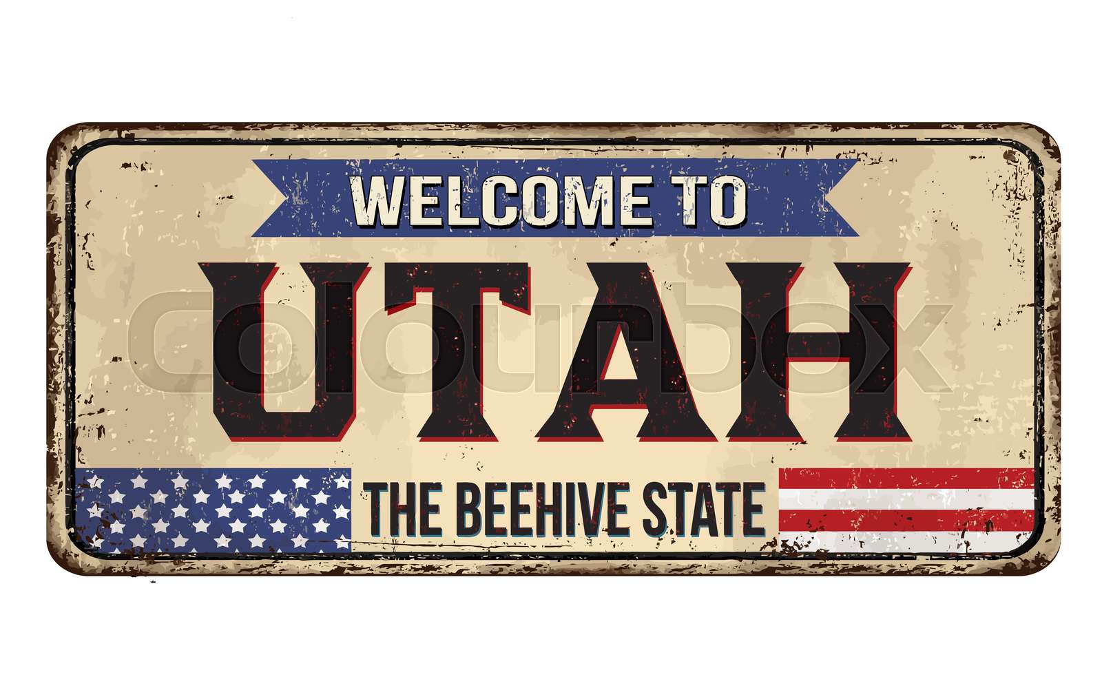 Welcome to Utah vintage rusty metal sign | Stock vector | Colourbox