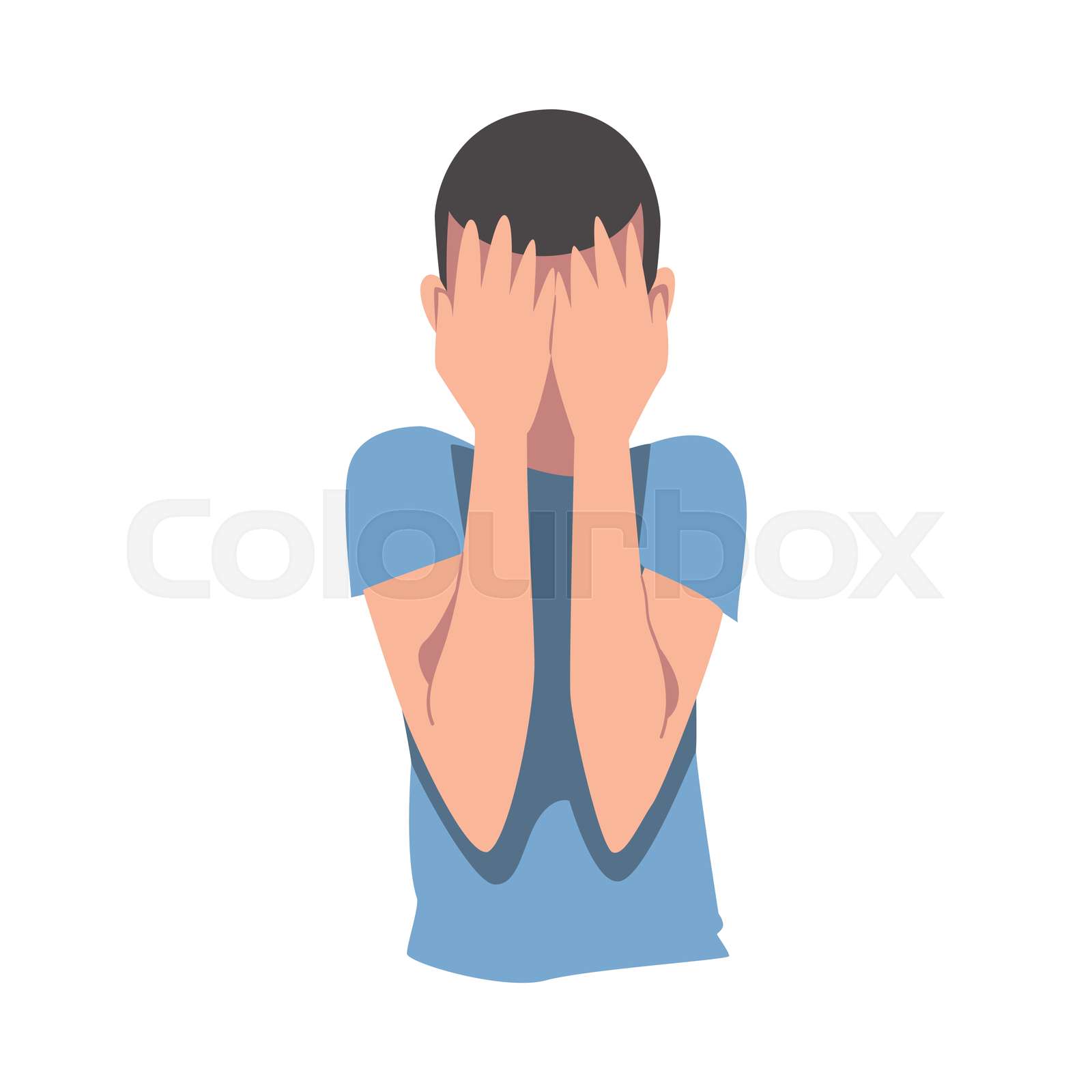 Embarrassed Man Covering his Face with Hands, Regretful Person with ...