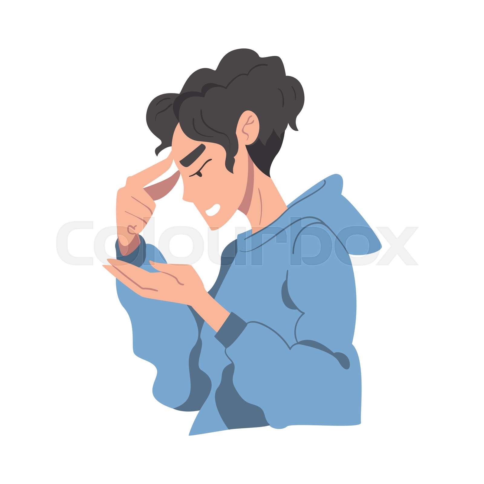 Cartoon Woman Feeling Guilty