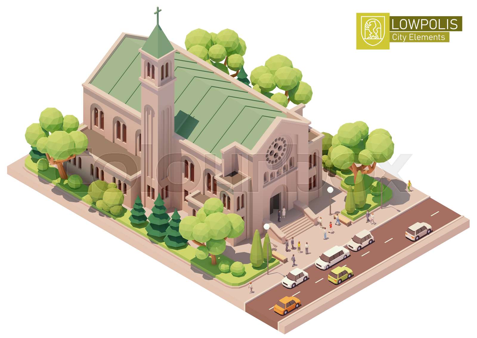 Vector isometric church or cathedral | Stock vector | Colourbox