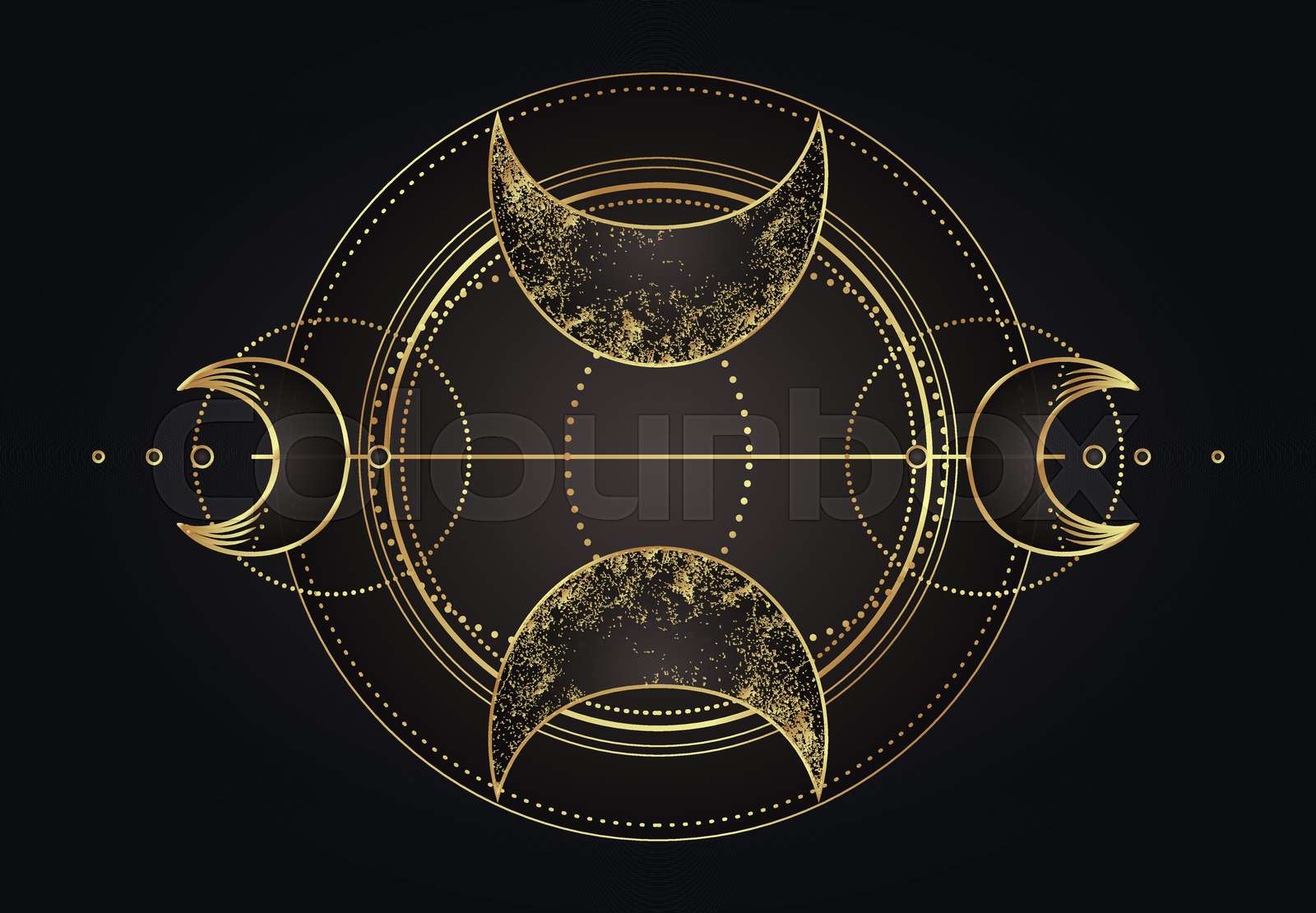 Moon magic. Triple moon pagan Wicca moon goddess symbol. Three-faced ...