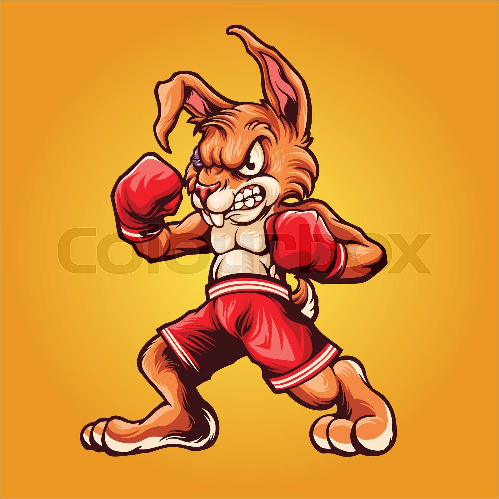 strong Rabbit wear boxing gloves | Stock vector | Colourbox